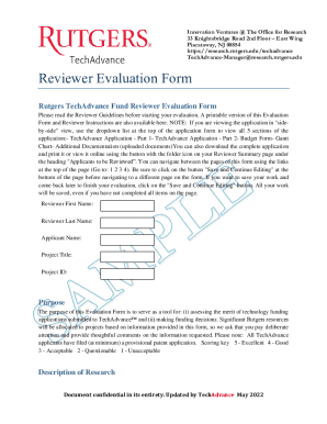 Fillable Online research rutgers Reviewer Evaluation Form Fax Email ...