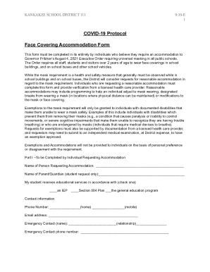 Fillable Online COVID-19 Protocol Face Covering Accommodation Form Fax ...