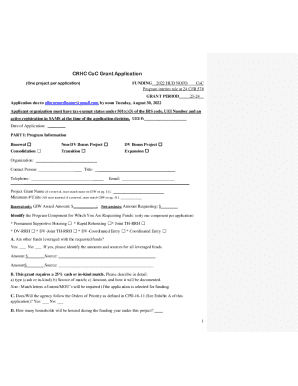 Fillable Online CRHC CoC Grant Application Fax Email Print - pdfFiller