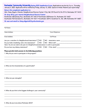 Fillable Online Rochester Community University Spring 2023 Application ...