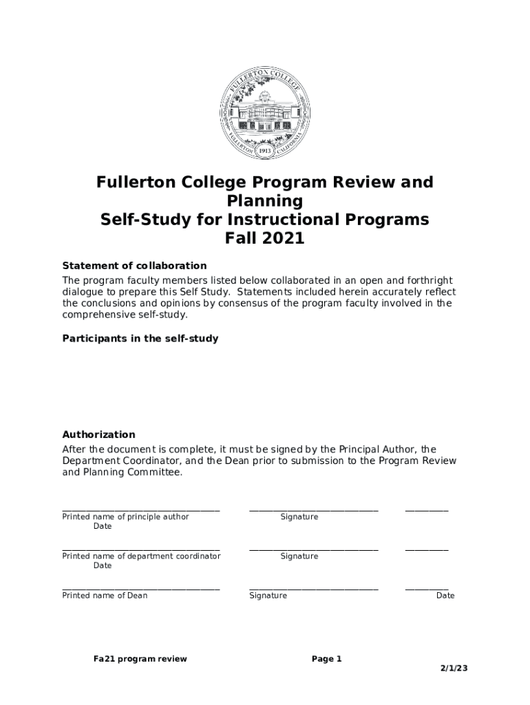 Fullerton College Program Review and Planning - programreview fullcoll Doc Template | pdfFiller
