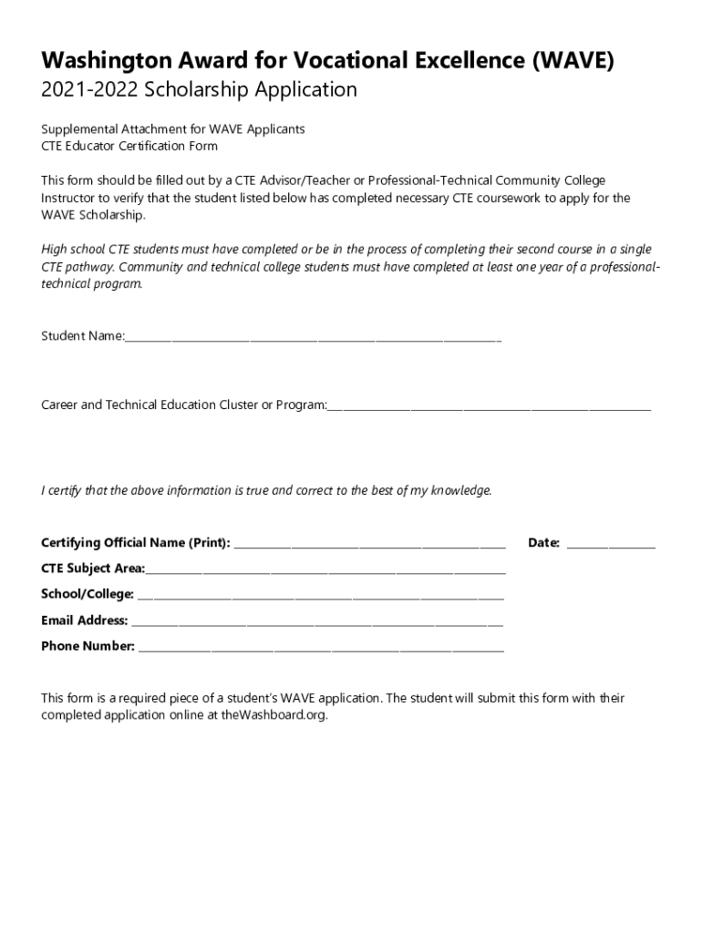 Fillable Online Application for Career and Technical Education ... - OSPI Fax Email Print ...