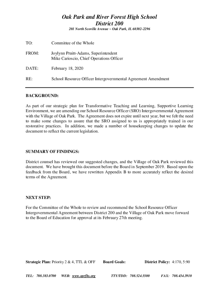 Fillable Online intranet oprfhs Oak Park and River Forest High School ...