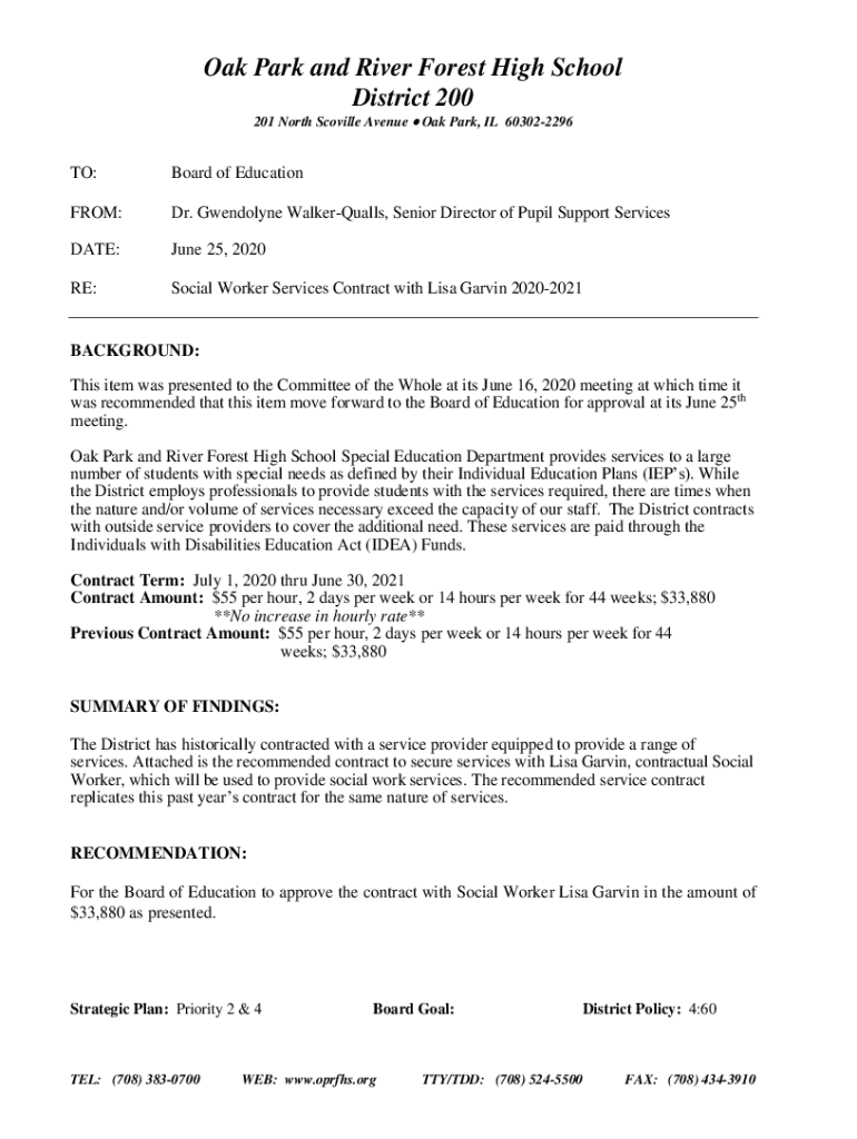 Fillable Online intranet oprfhs Social Worker Services Contract with ...