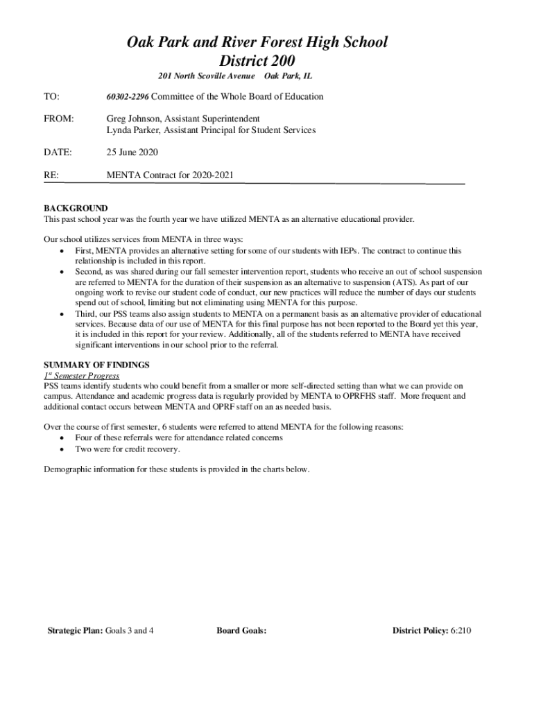 Fillable Online intranet oprfhs Oak Park and River Forest High School ...