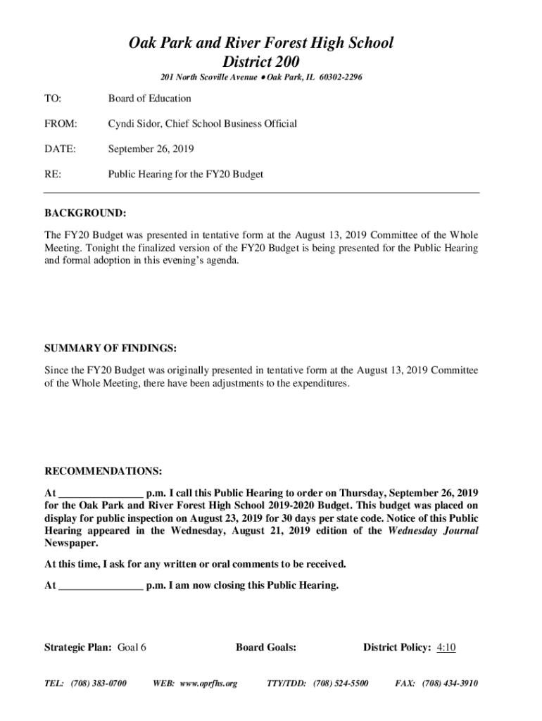 Fillable Online intranet oprfhs Oak Park River Forest High School ...