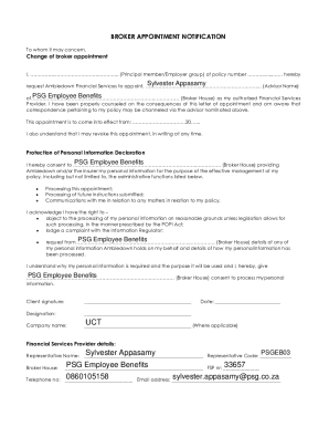 Fillable Online BROKER APPOINTMENT FORM FOR MEMBERS/EMPLOYERS Fax Email ...