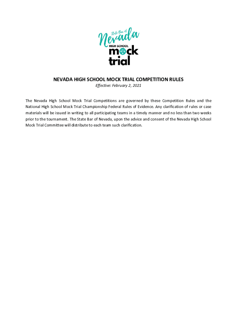 Fillable Online Rules of the Competition - National High School Mock Trial ... Fax Email Print ...