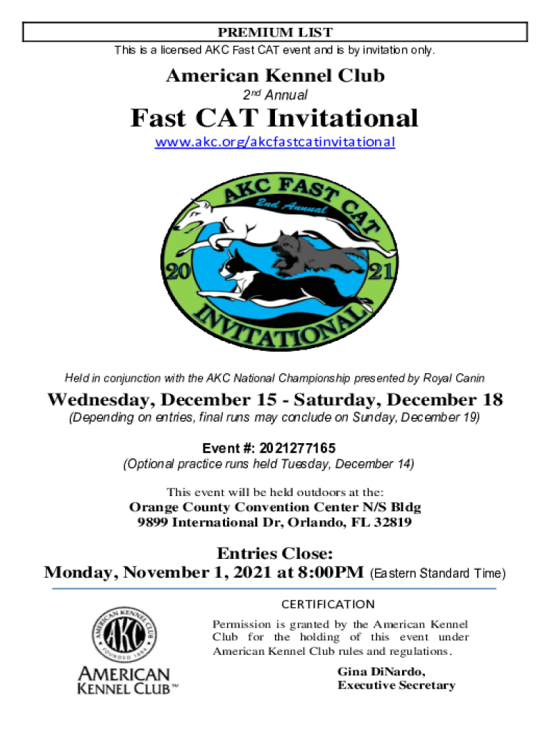 Fillable Online American Kennel Club Fast CAT Invitational - Amazon S3 ...