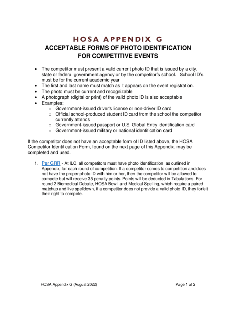 Fillable Online acceptable forms of photo identification for competitive events Fax Email Print ...