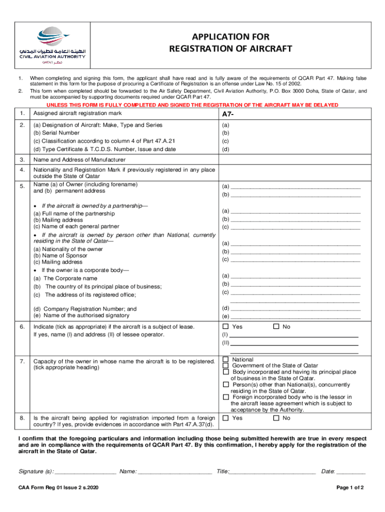 Fillable Online Application for Registration of Aircraft Fax Email Print - pdfFiller