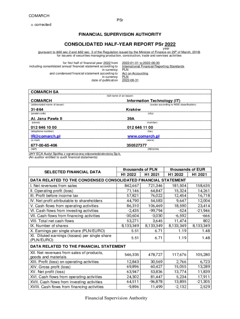 Fillable Online Interim and Half year financial reports and Financial ...
