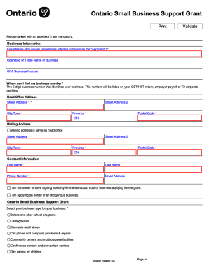 Fillable Online Ontario Small Business Support Grant Fax Email Print ...