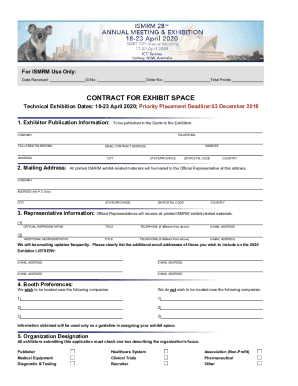Fillable Online Contract for Exhibit Space (Page 1 of 3) - ISMRM Fax Email Print - pdfFiller