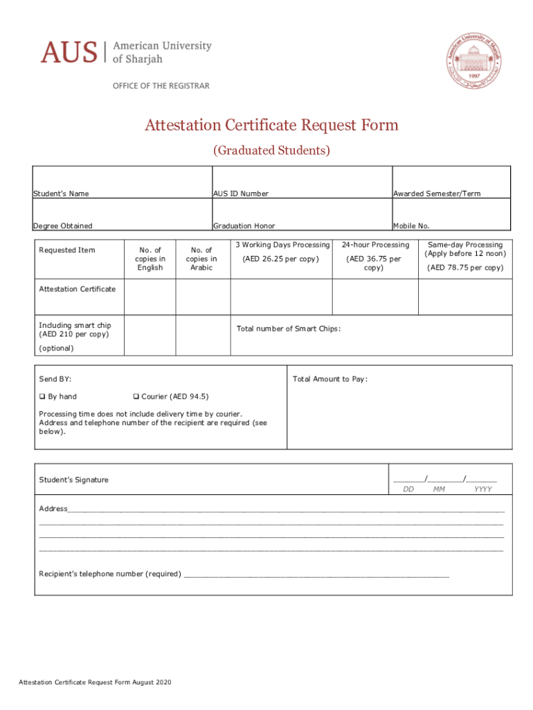 Fillable Online Attestation Certificate Request Form Fax Email Print ...