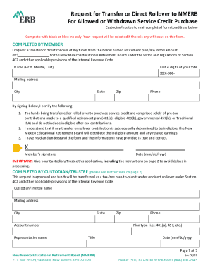 Fillable Online Rollover/Direct Transfer Request/Certification Form (For ... Fax Email Print ...