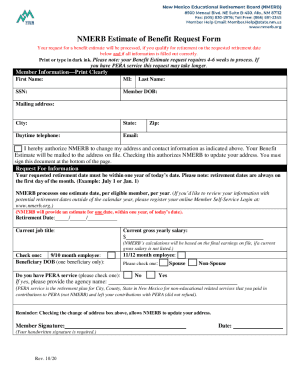 Fillable Online NMERB Benefit Estimate Request Form Fax Email Print ...