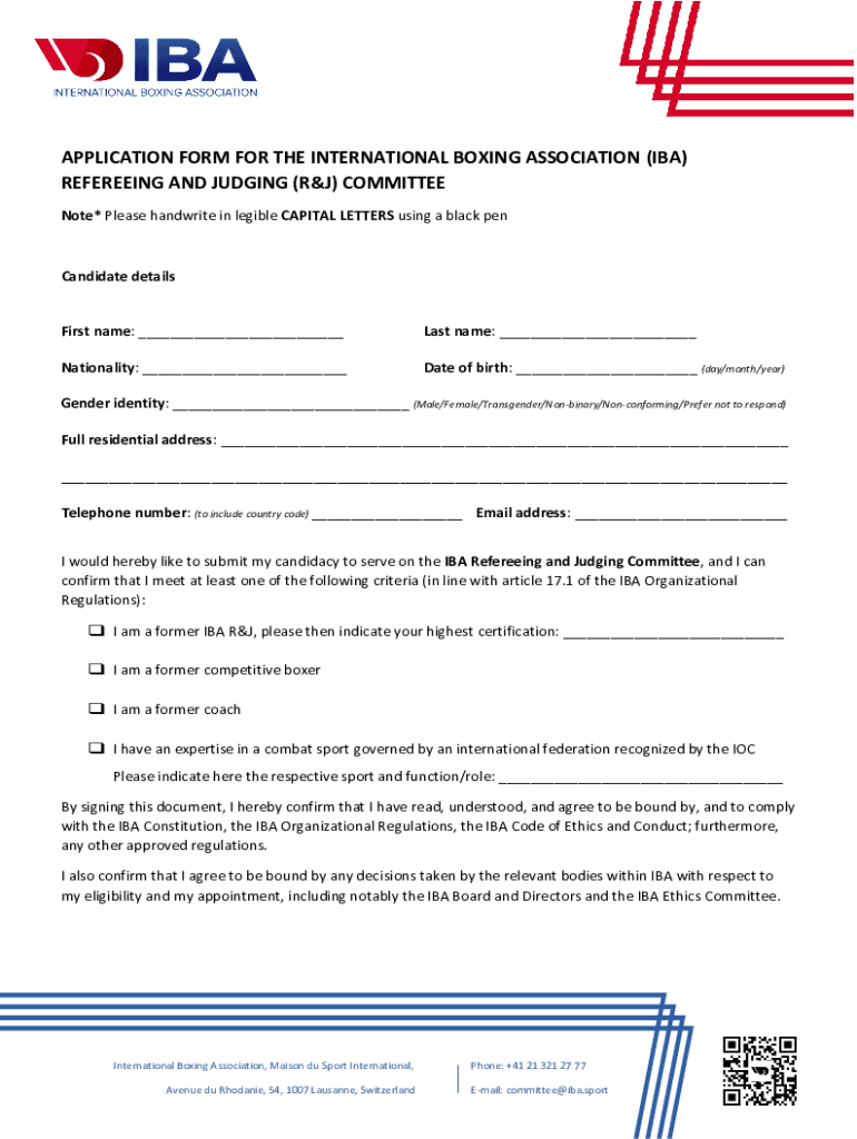 Fillable Online 3.-Application-Form-IBA-Refereeing-and-Judging- ... Fax ...
