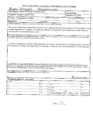 Fillable Online NYE COUNTY AGENDA INFORMATION FORM YEMH Uz Fax Email ...