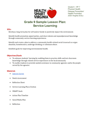 Fillable Online Grade 7 Sample Lesson Plan: Health and Wellness Fax ...