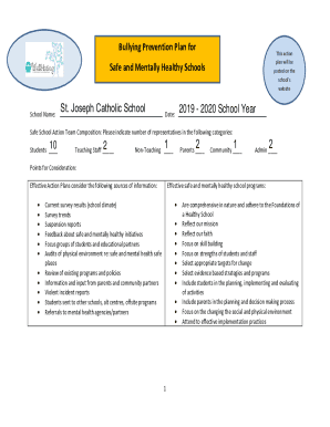 Fillable Online Bullying Prevention and Intervention - Student and ...