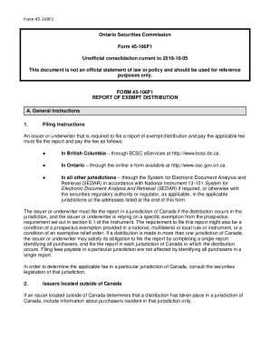 Fillable Online Tips for Completing and Filing Form 45-106F1 Report of ... Fax Email Print ...