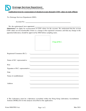 Fillable Online Application Form for Reassessment of Chemical Oxygen ...