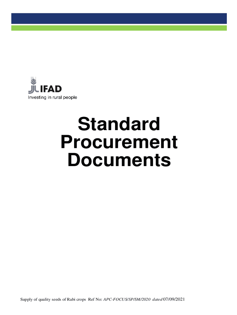 Fillable Online Standard Procurement Documents - FOCUS-IFAD Fax Email ...