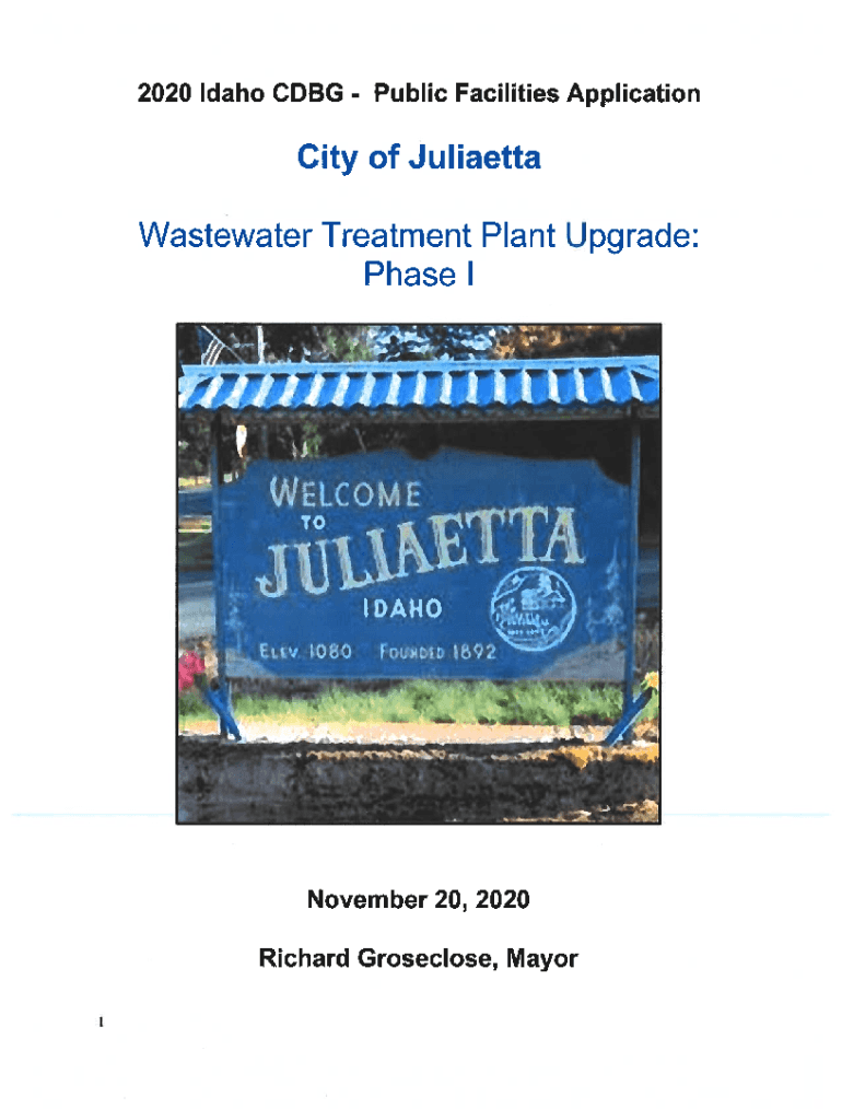 Fillable Online commerce idaho City of Juliaetta Wastewater Treatment ...