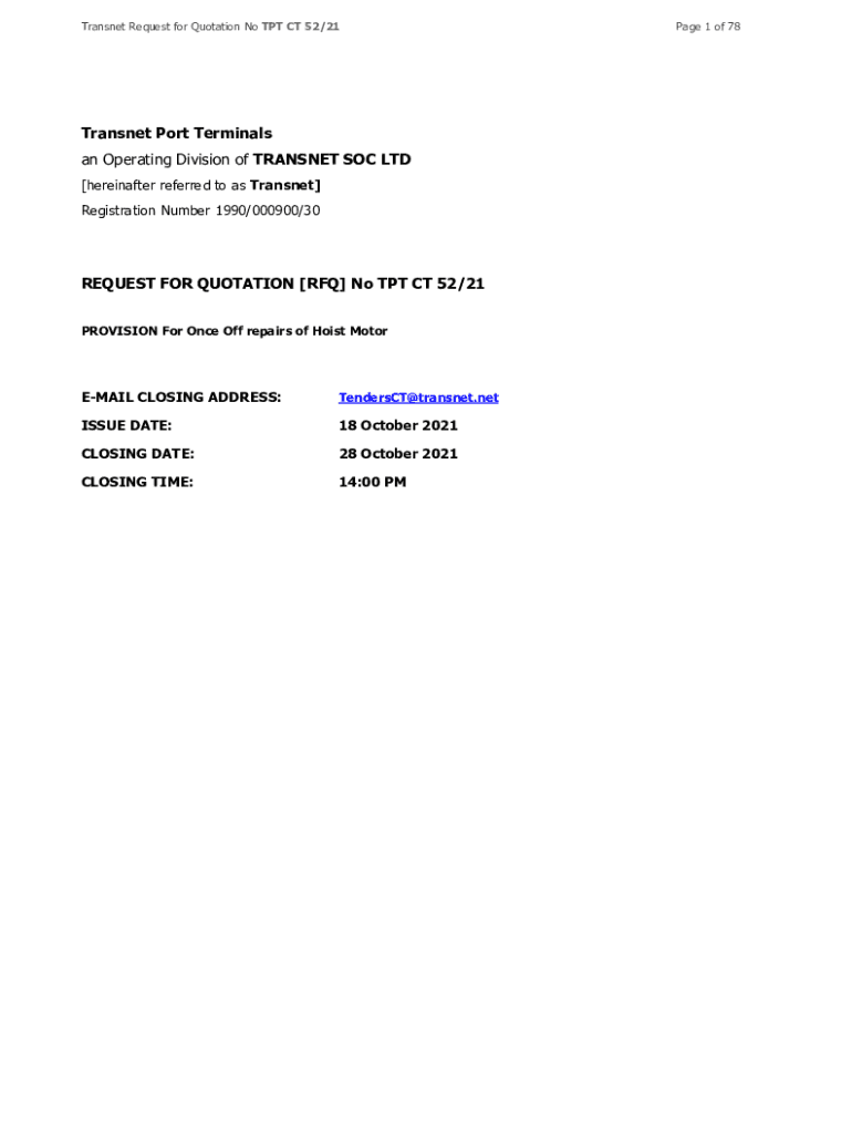 Fillable Online Request for Quotation (RFQ) Inspection and Testing of ...