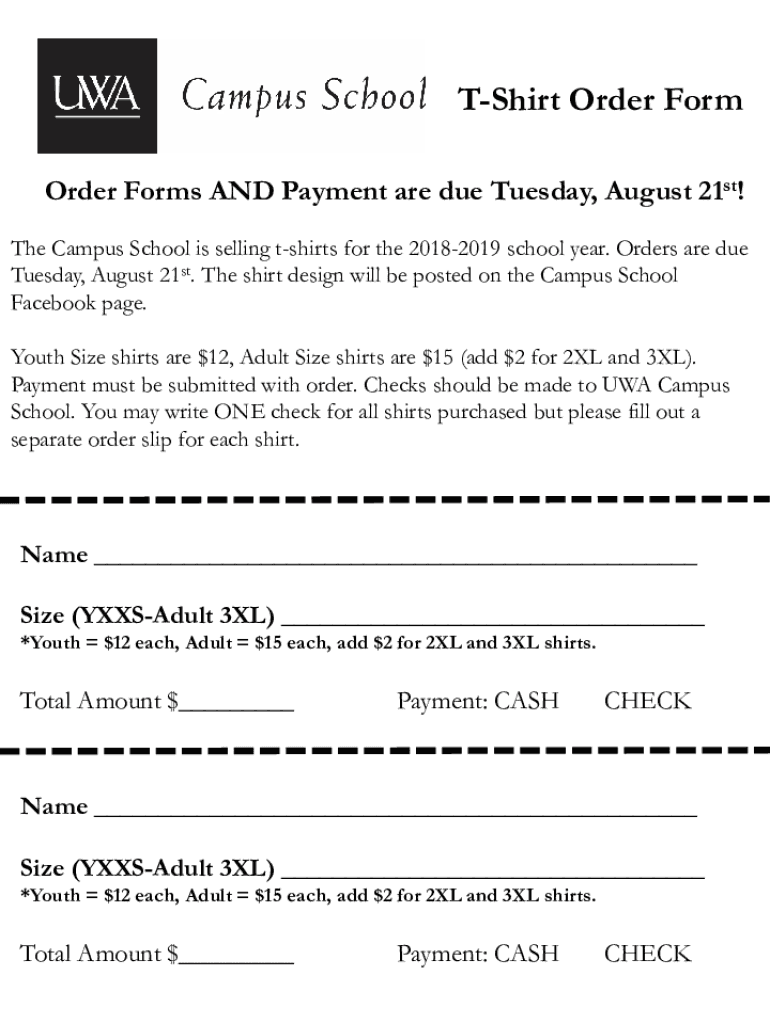 Fillable Online School T-Shirt Order Form Template - Jotform Fax Email Print - pdfFiller