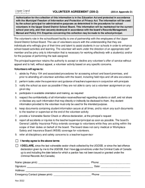 Fillable Online 205-1 Volunteer Agreement. Form Fax Email Print - pdfFiller
