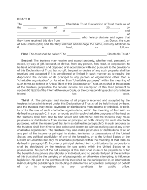 Fillable Online Sample Organizing Documents - Draft B - Declaration of Trust Fax Email Print ...