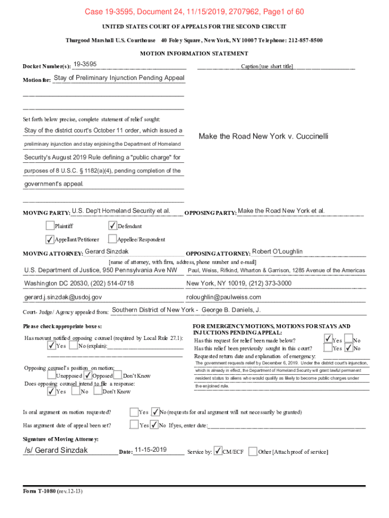 Fillable Online Stay of Preliminary Injunction Pending Appeal Fax Email Print - pdfFiller