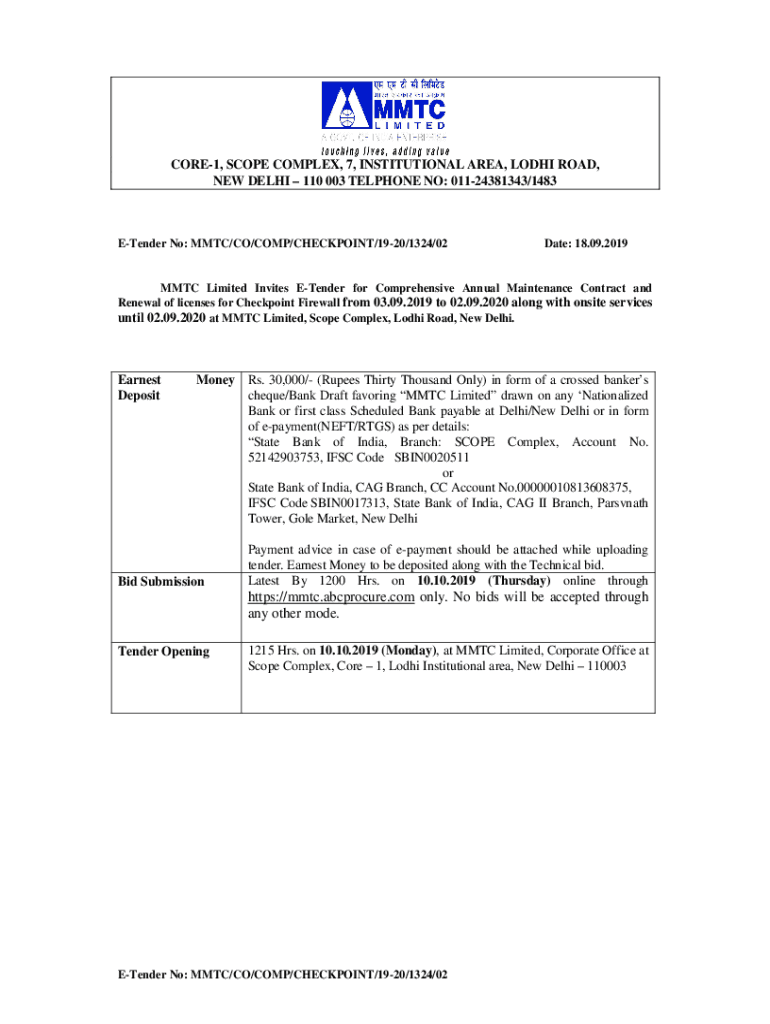 Fillable Online E-Tender for Checkpoint AMC Licenses06062018.docx Fax ...