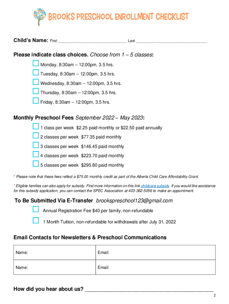 Fillable Online 0901 nccdn Brooks Preschool Fax Email Print - pdfFiller