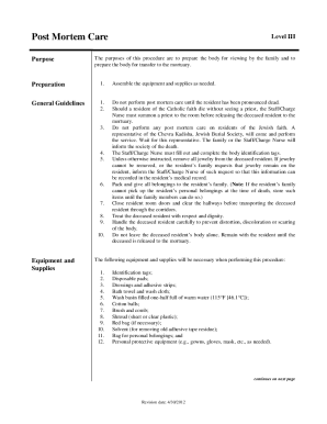 Fillable Online How to perform post-mortem care - CNA Plus Academy Fax ...