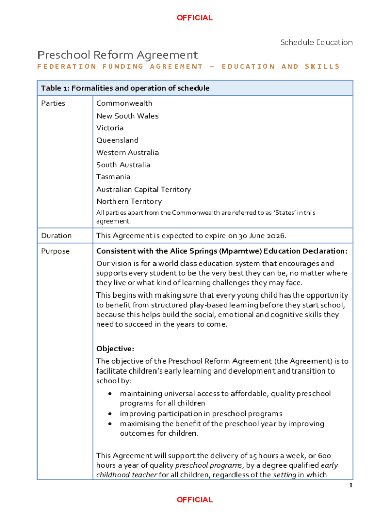Fillable Online federalfinancialrelations gov Preschool Reform ...