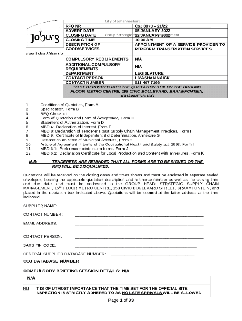 Tender: Request for Proposal: appointment of a service ... - NET Doc ...