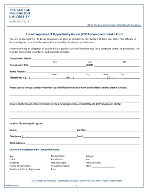 Fillable Online hr gwu Reasonable Accommodation Request Form - GW HR Fax Email Print - pdfFiller