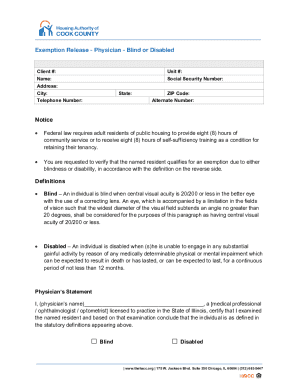 Fillable Online Exemption-Release-Form-Physician-Blind-or ...