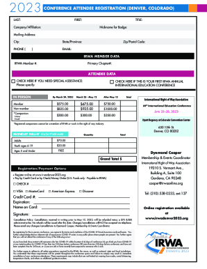 Fillable Online CONFERENCE ATTENDEE REGISTRATION (DENVER, ... Fax Email Print - pdfFiller