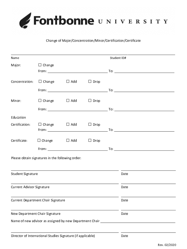 Fillable Online undergraduate change or commit form for major ...