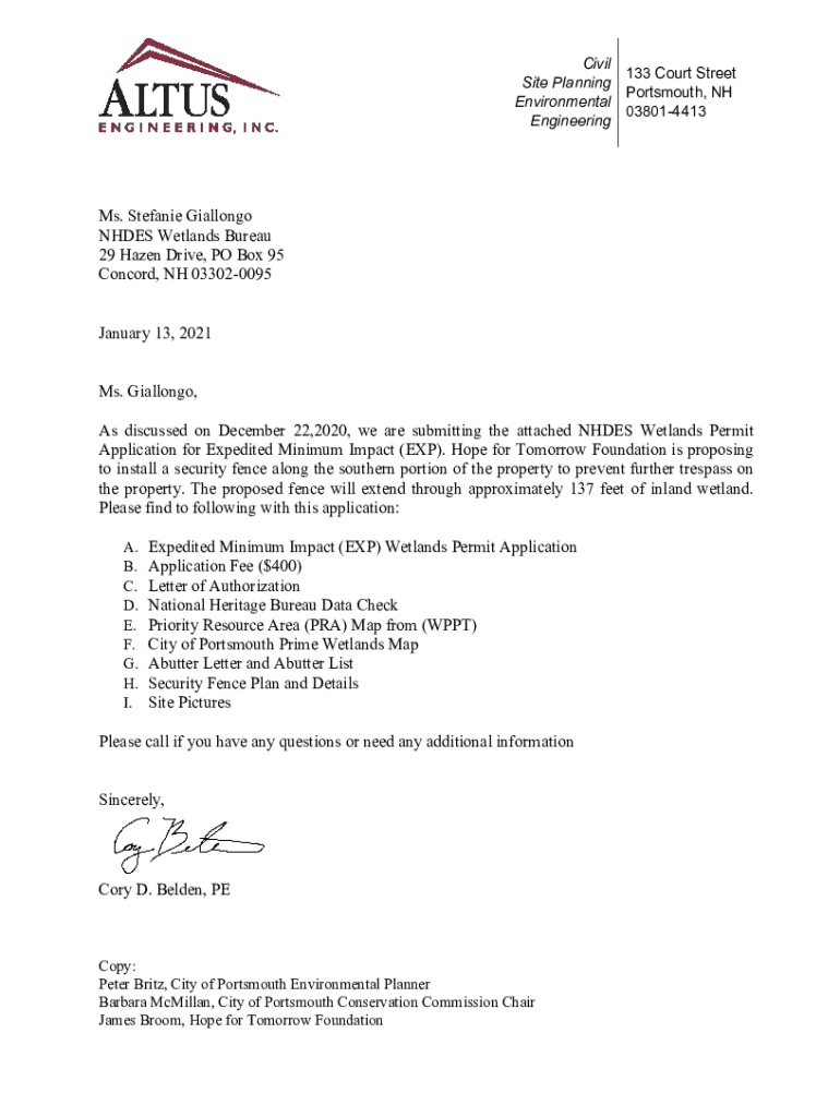 Fillable Online Granite State Landfill LLC Application for Wetland ...