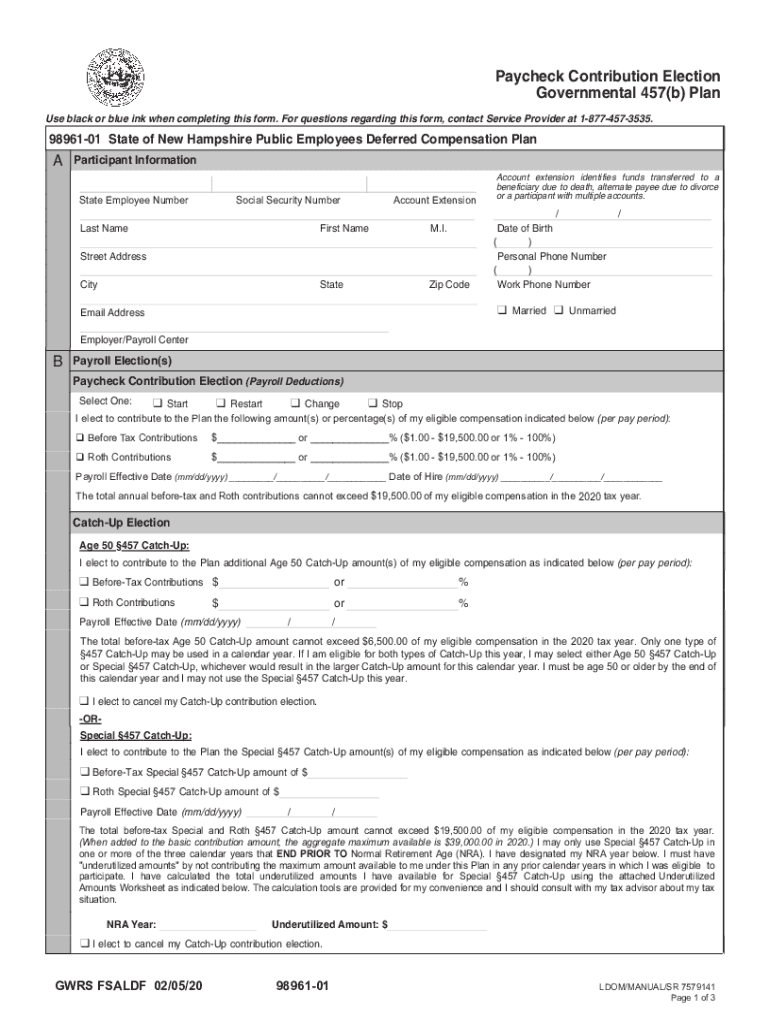 Fillable Online Section 457(b) Plan of Governmental and Tax-Exempt ...