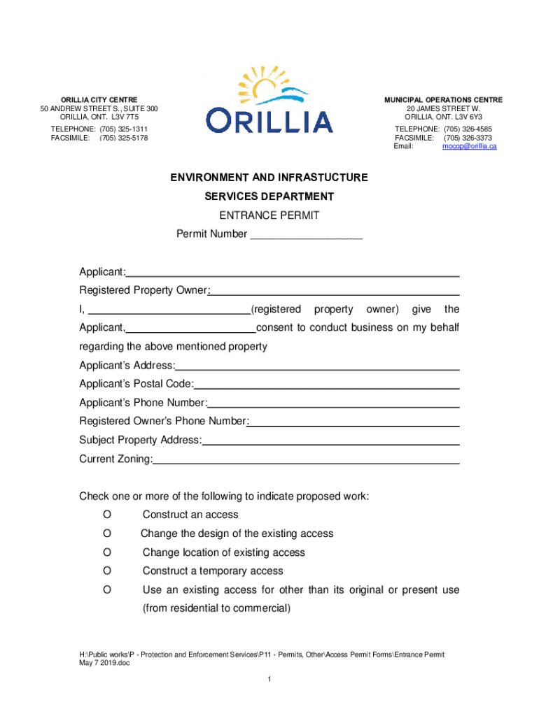 Fillable Online Orillia ON - city hall Council and more information Fax ...