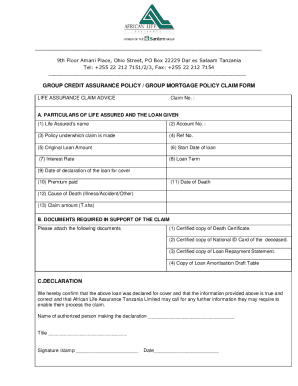 Fillable Online Credit Life Mortgage Protection Claim Form Fax Email ...