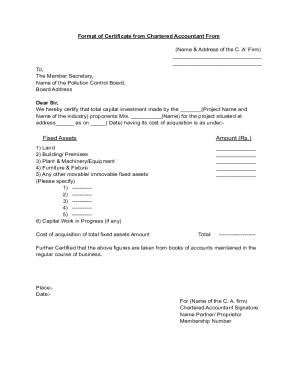 Fillable Online Certificate of Chartered Accountant Sample Clauses Fax ...