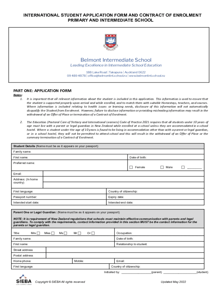 Fillable Online international learner application form and contract ...