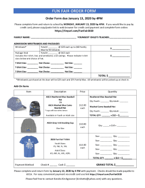 Fillable Online FUN FAIR ORDER FORM Fax Email Print - pdfFiller